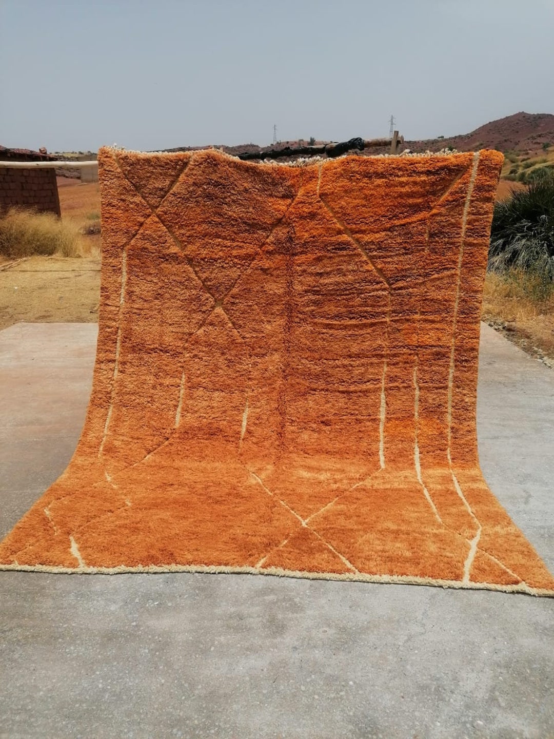 Moroccan Wool Rug Orange 8x10 Feet, Luxury Beni Mrirt Rug - Etsy