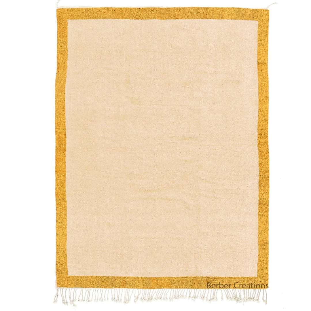 Kilim Moroccan Rug - Flatweave Rug - Kilim Woven Rug - Yellow and Ivory ...