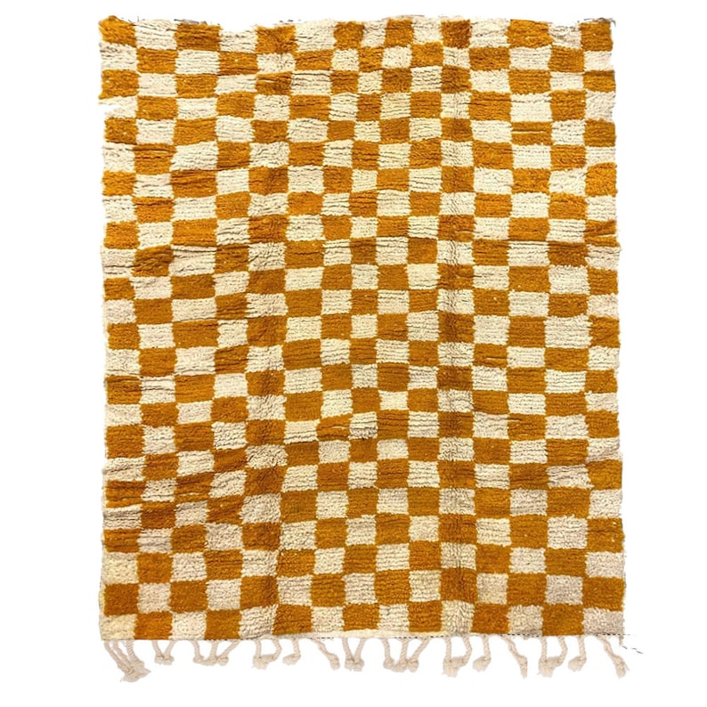 Moroccan Checkered Rug Yellow Morocco Checker Rug Large | Etsy