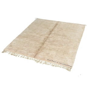 Neutral Moroccan Beni Mrirt Rug - Handwoven Wool Area Rug, Soft and ...
