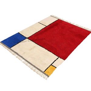 Mondrian Rug, Moroccan Beni Ourain Wool Rug Mondrian Style - Etsy