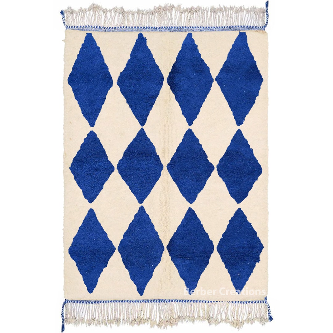 Moroccan Area Rug Blue Diamond - Diamond Beni Ourain Rug - Morocco Rug ...