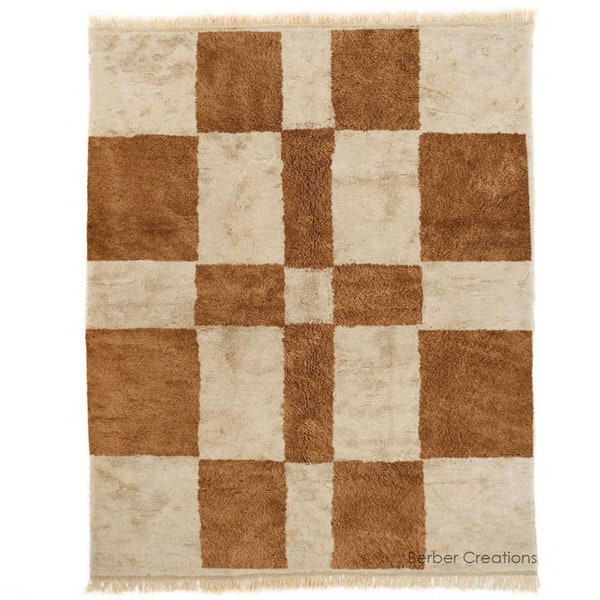 Brown and Cream Checkered Rug - Etsy