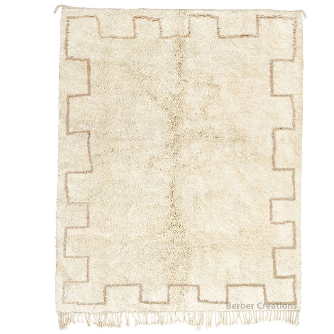 Neutral Moroccan Beni Mrirt Rug - Handwoven Wool Area Rug, Soft and ...