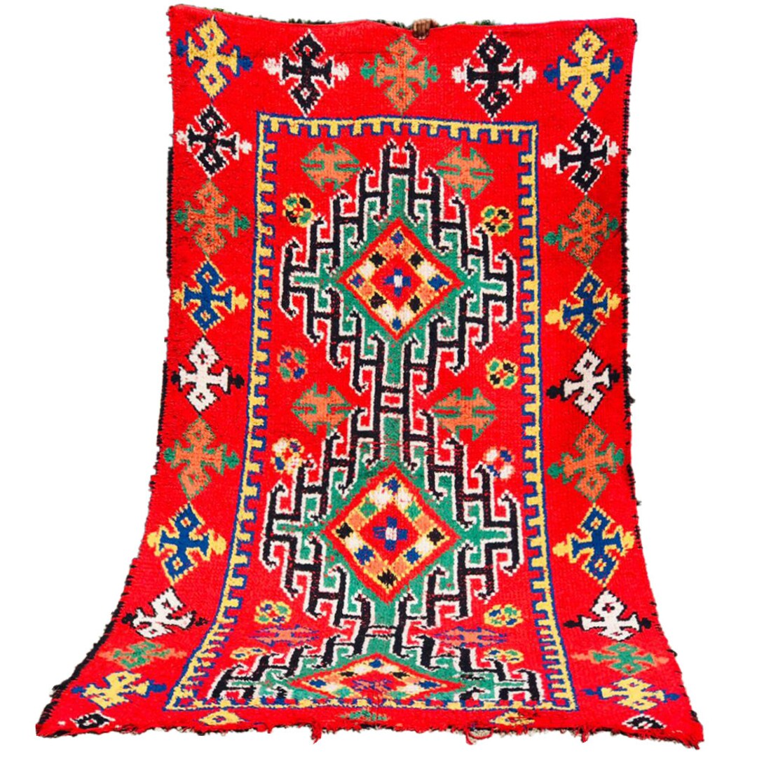 Moroccan Vintage Wool Rug From Zayan Tribe 411x 97, Red Berber Rug - Etsy