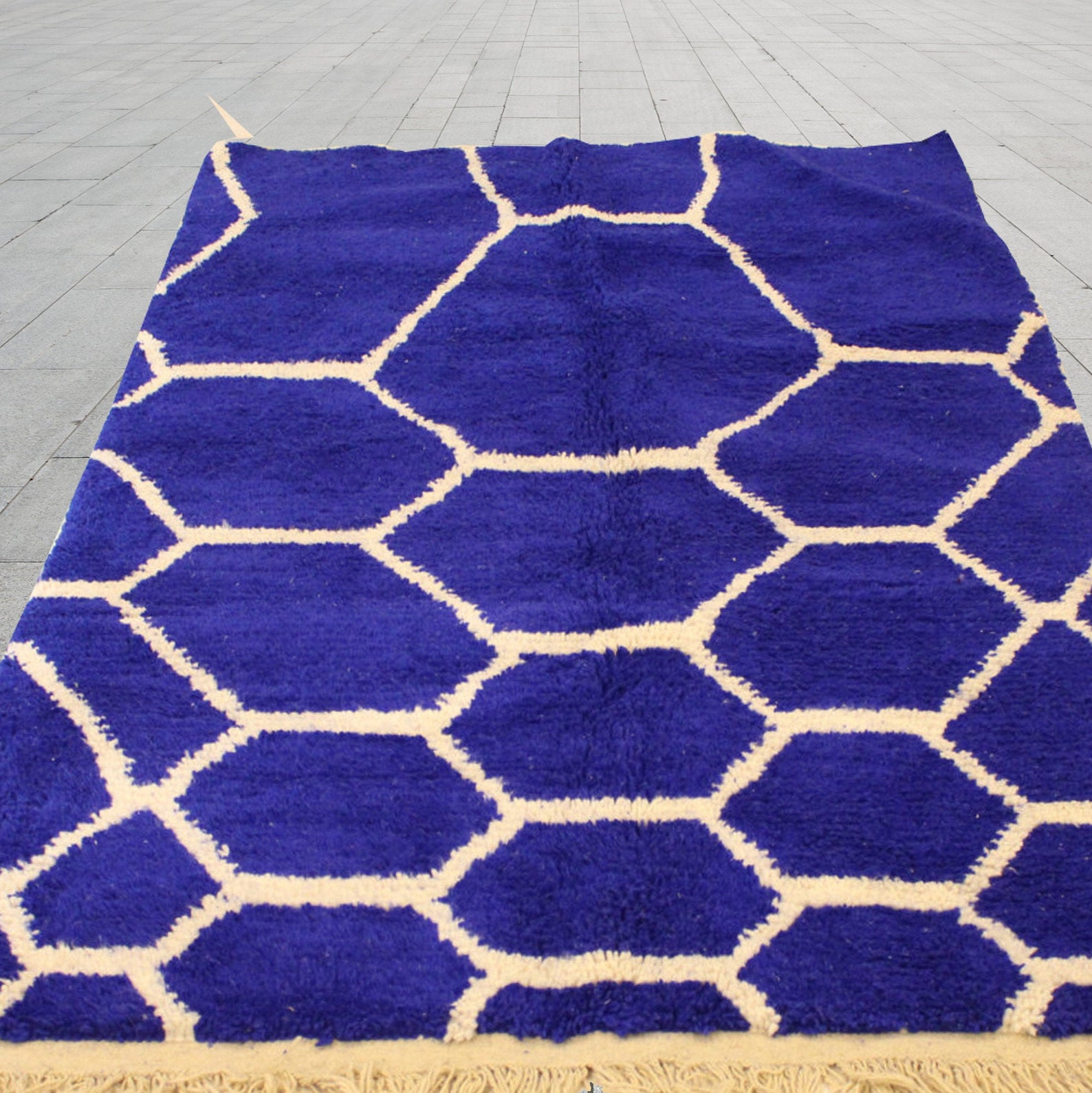 Blue Moroccan Rug Beni Ourain Rug Handwoven 100% Wool Carpet - Etsy