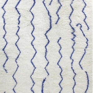 Moroccan Rug Blue Lines , Berber Carpet , Genuine Wool Rug , 8x10 Rug ...