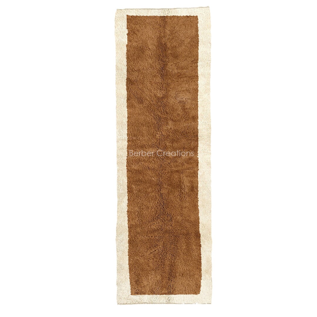 Moroccan Runner Rug Brown and White- Hallway Runner - Moroccan Rug ...