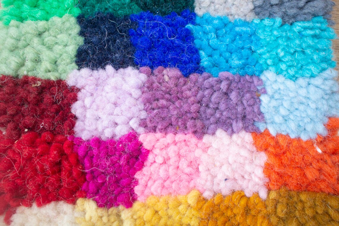 Rug Samples Moroccan Rug Samples Checkered Colorful Rug - Etsy