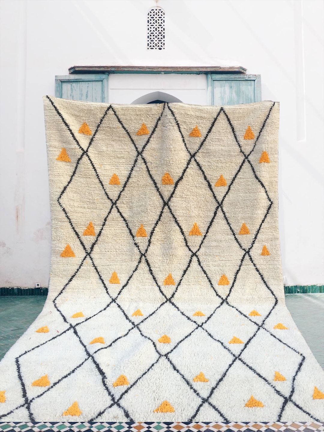 Beni Ourain Rug, Yellow Moroccan Rug, Berber Carpet, Genuine Wool Rug ...