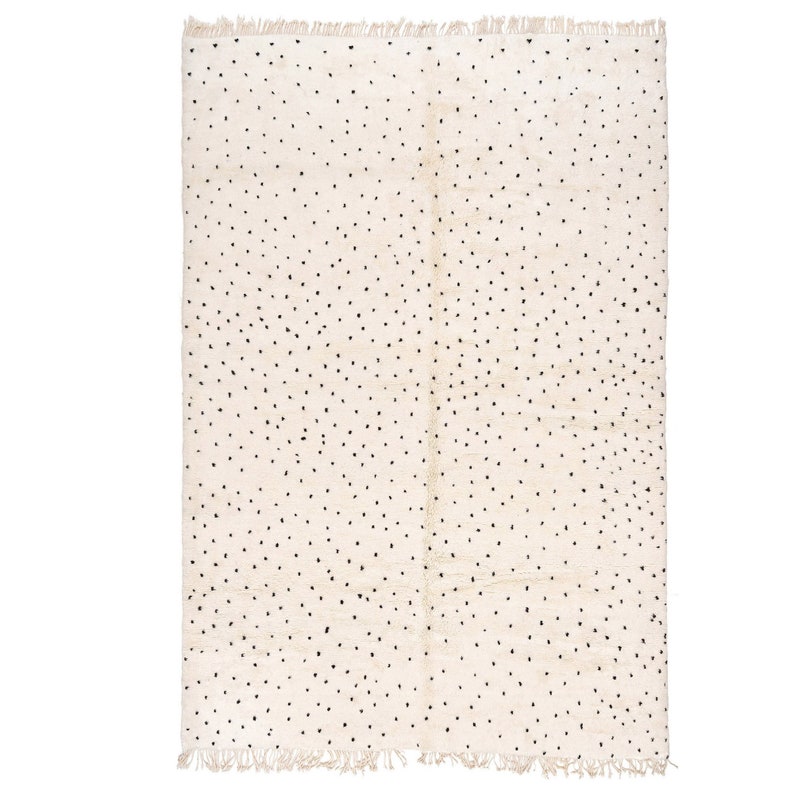 Polka Dots Area Rug Black Dotted Moroccan Wool Rug 100% - Etsy