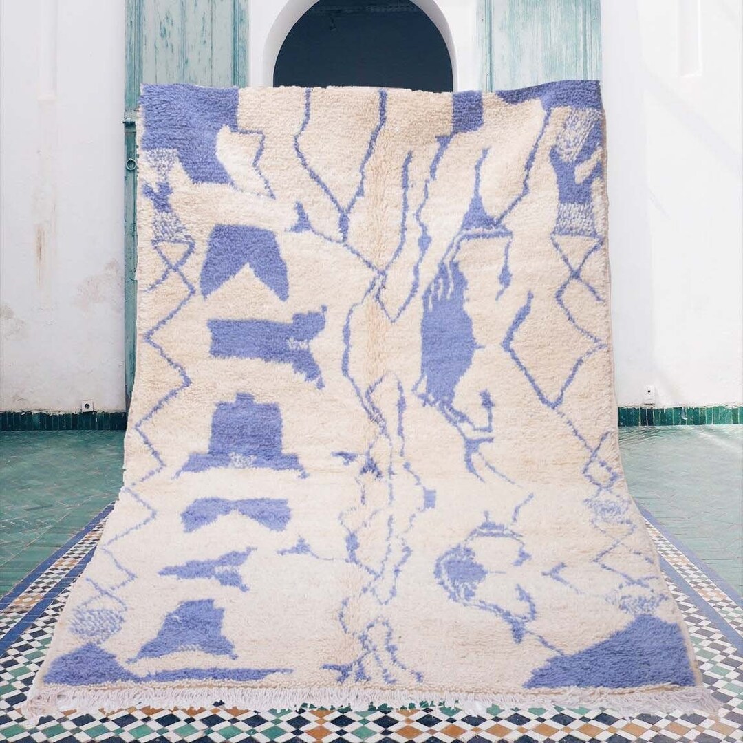 Moroccan Rug , Berber Carpet , Genuine Wool Rug , Light Blue Rug ...