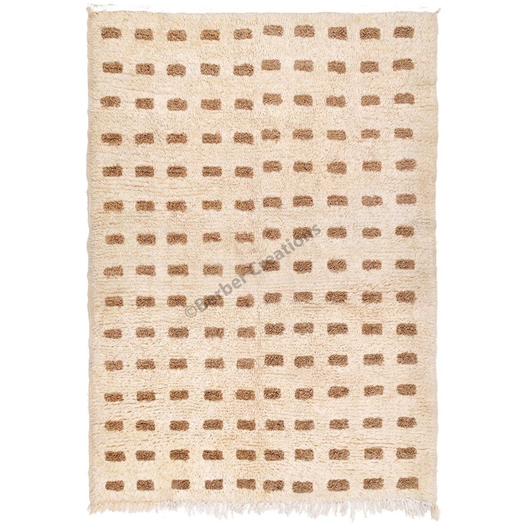 Handmade Beni Ourain Wool Rug, Light Brown Moroccan Area Rug (8x10 ...