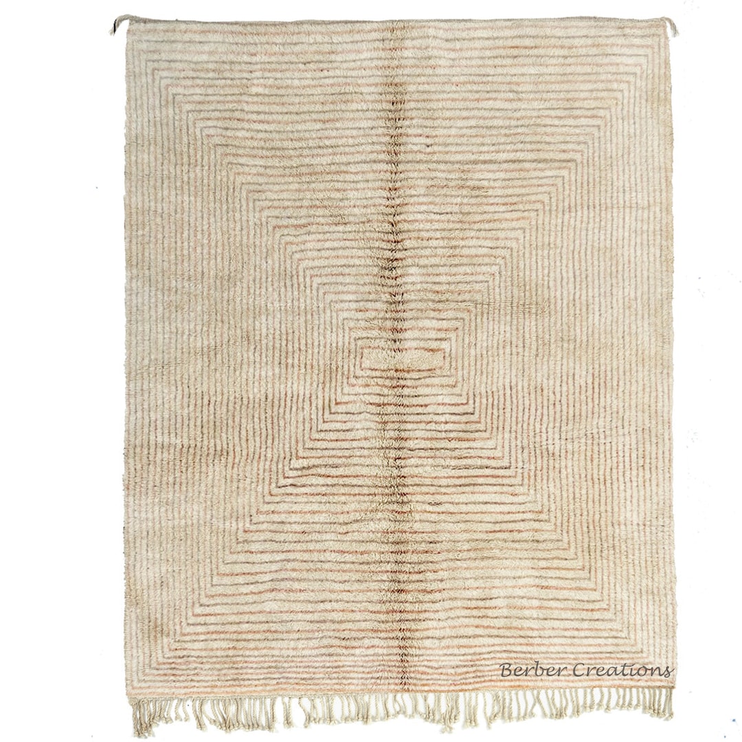 Neutral Moroccan Beni Mrirt Rug - Handwoven Wool Area Rug, Soft and ...