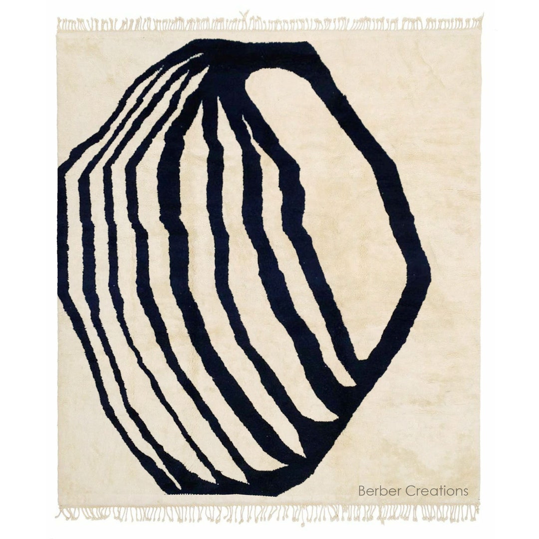 Moroccan Rug, Navy Blue Beni Rug, Handwoven Area Rug, Beni Ourain Rug ...