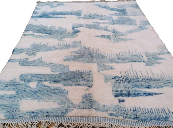Moroccan Rug Light Blue Berber Carpet Genuine Wool Rug - Etsy