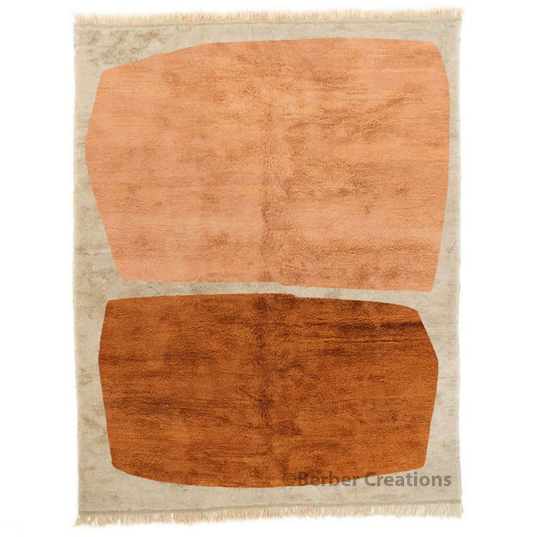 Rust Orange Moroccan Rug , Rust Orange Berber Carpet , Genuine Wool Rug ...