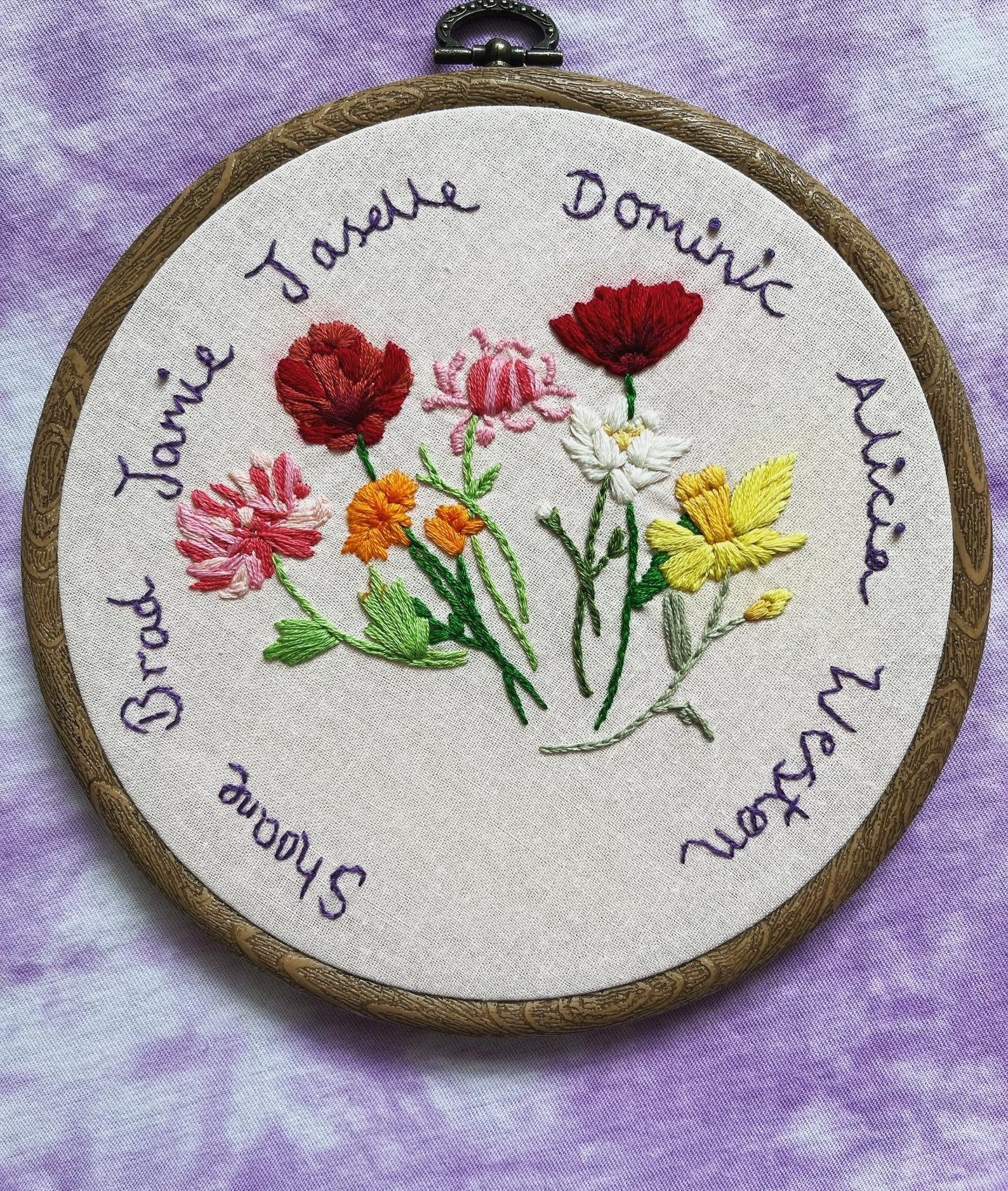 Personalised Birth Flower Embroidery Hoop - Etsy