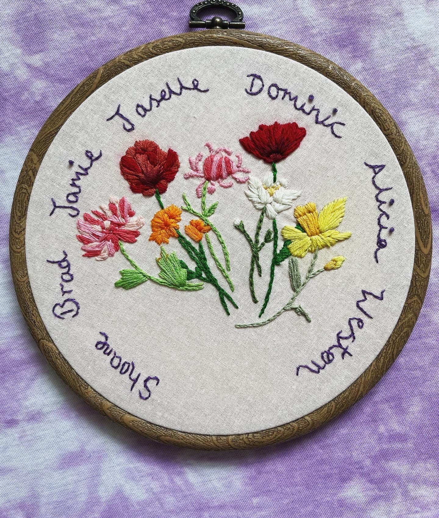 Personalised Birth Flower Embroidery Hoop - Etsy