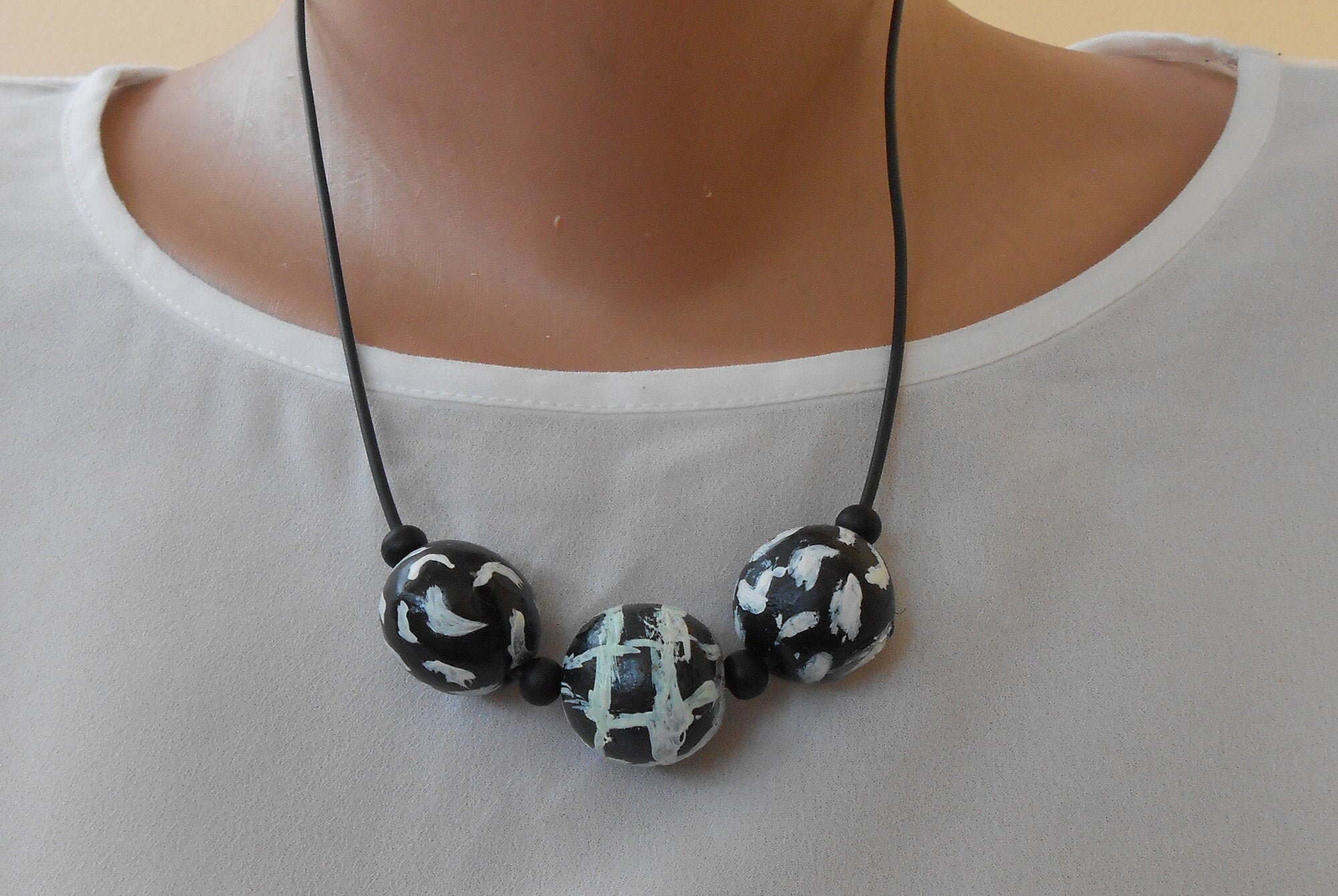 Abstract necklace pendant for women Black jewelry | Etsy