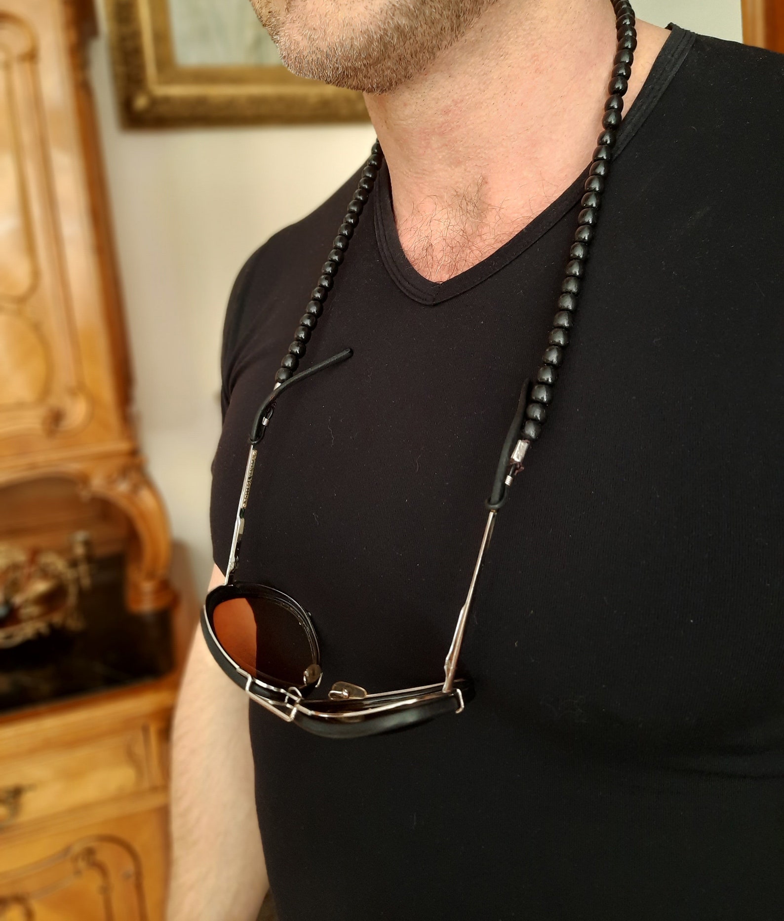 Men Eyeglass Chain Wooden, Black Glasses Chain - Etsy