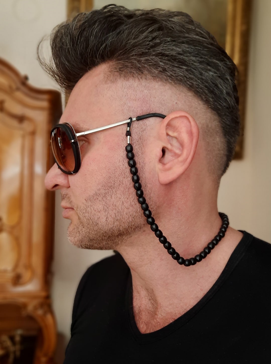 Men Eyeglass Chain Wooden, Black Glasses Chain - Etsy