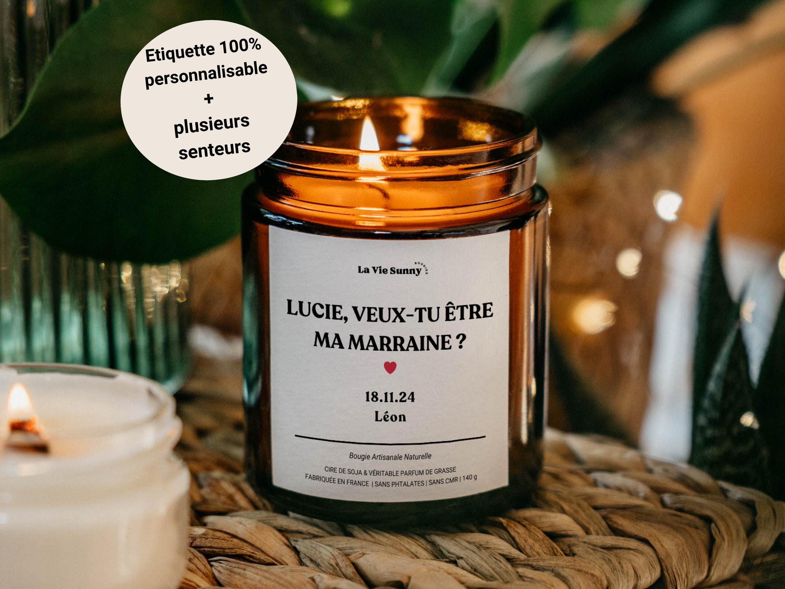 Bougie Personnalisée Demande Marraine, Cadeau Parrain Marraine, Veux-tu ...
