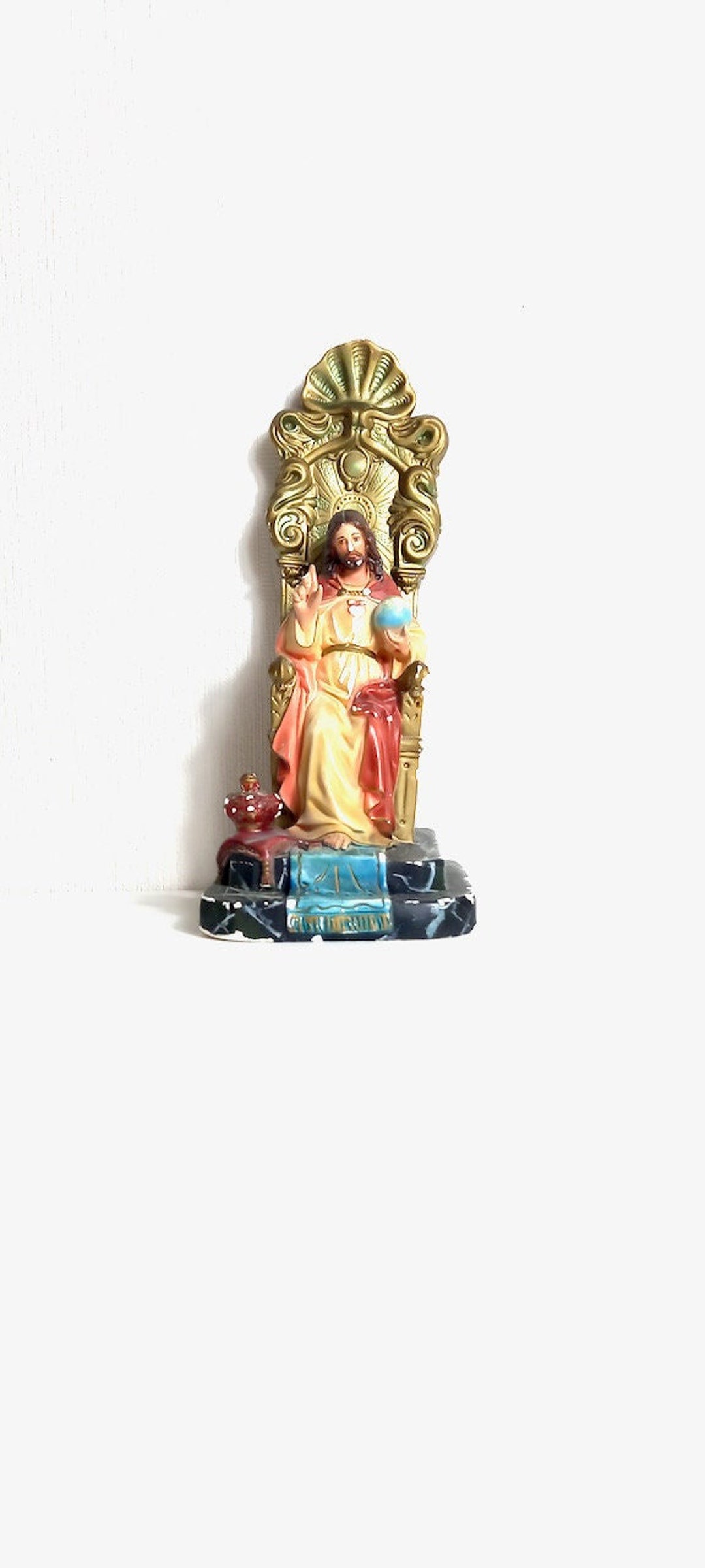 Jesus Seated on Throne - Jesus Eternity Statue - Vintage Jesus Relic ...