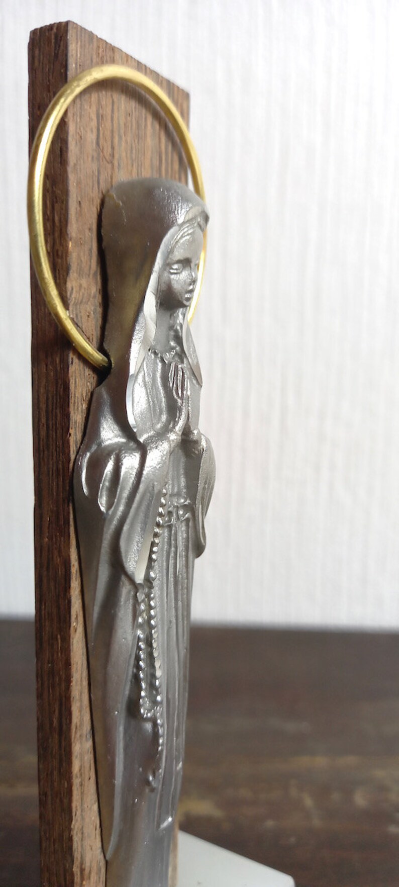 Pewter Mary Sculpture Table Stand Lourdes Stand Mary With - Etsy