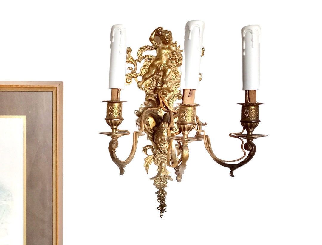 Antique Hollywood Regency Wall Sconce: 3-light Sculpted Lighting - Etsy