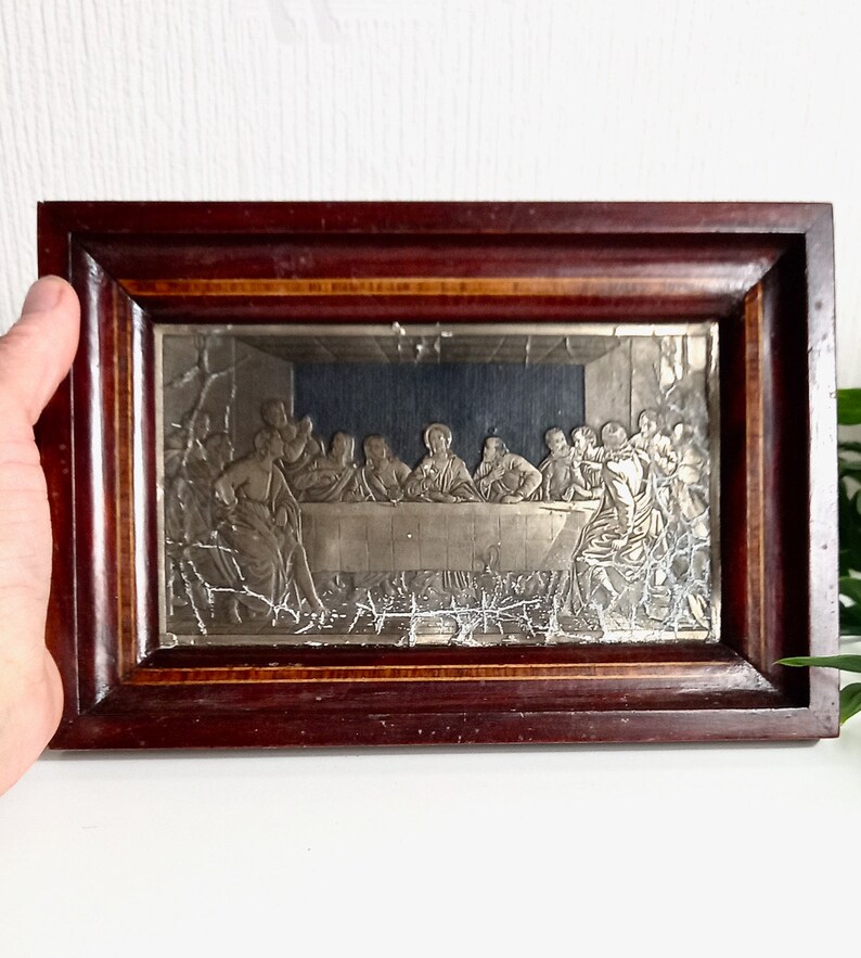 Vintage Framed Metal Last Supper Art - Religious Wall Picture - Etsy
