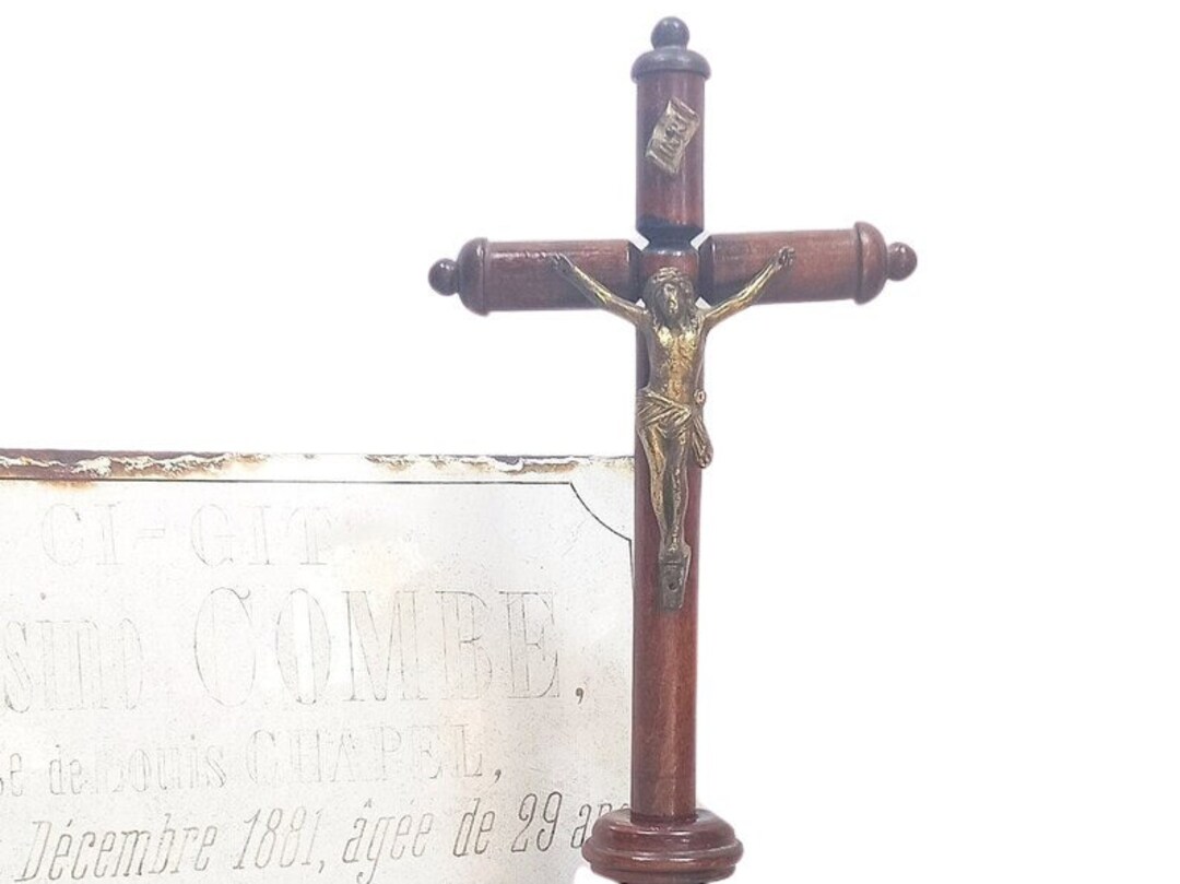 9.8 Antique Table Crucifix France Wooden Standalone Crucifix Jesus on ...