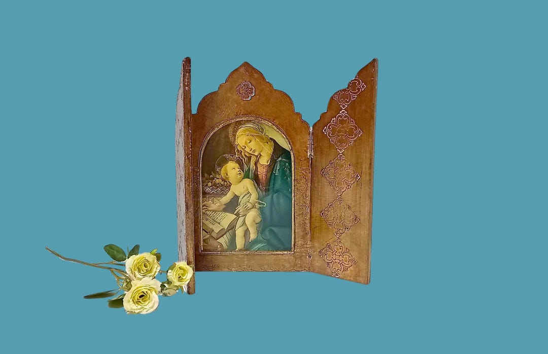 Antique French Triptych: Religious Triptych . . . Religious Art - Etsy