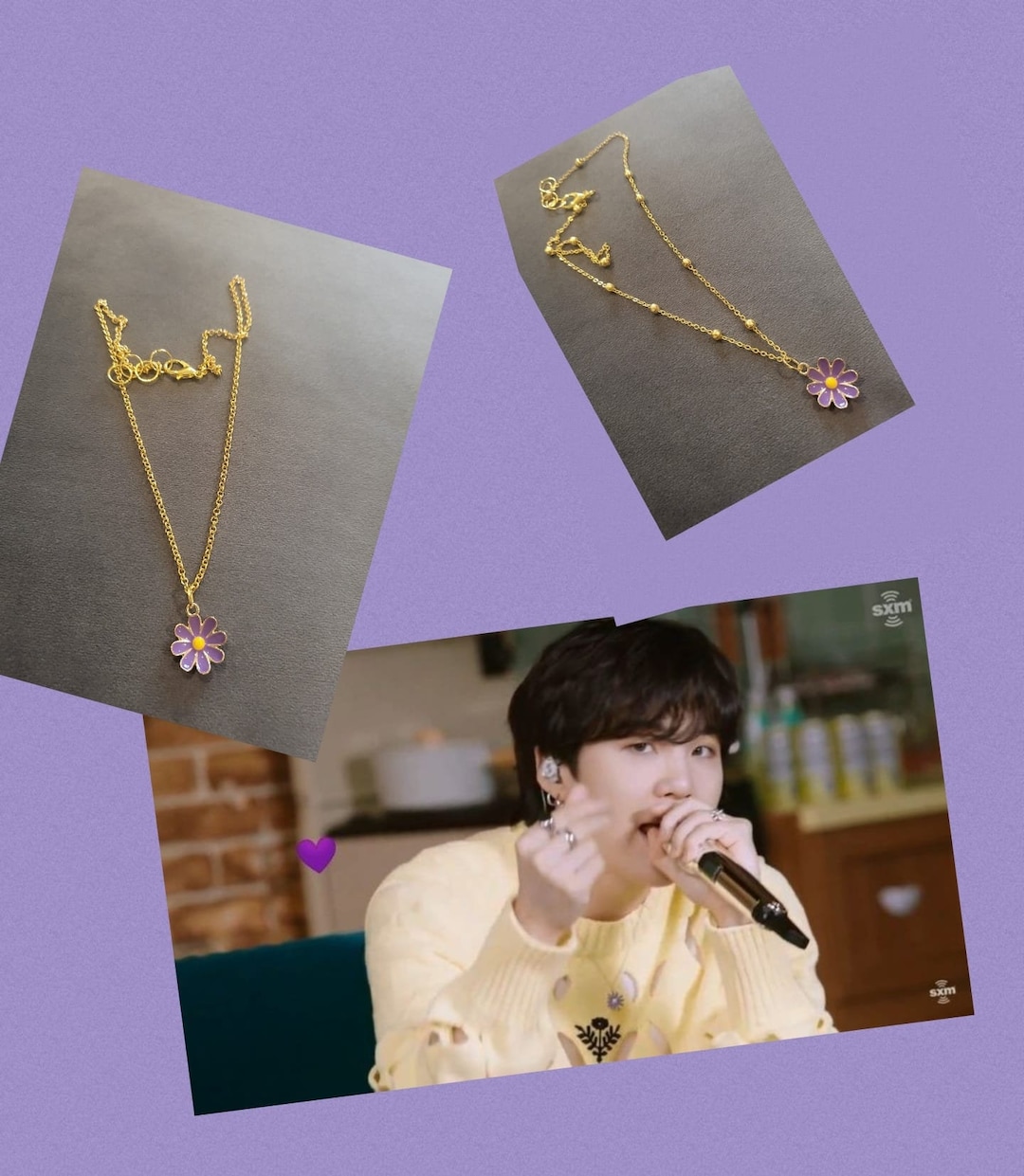 BTS Min Yoongi/ Suga Inspired Purple Daisy Necklace / BTS Necklace ...