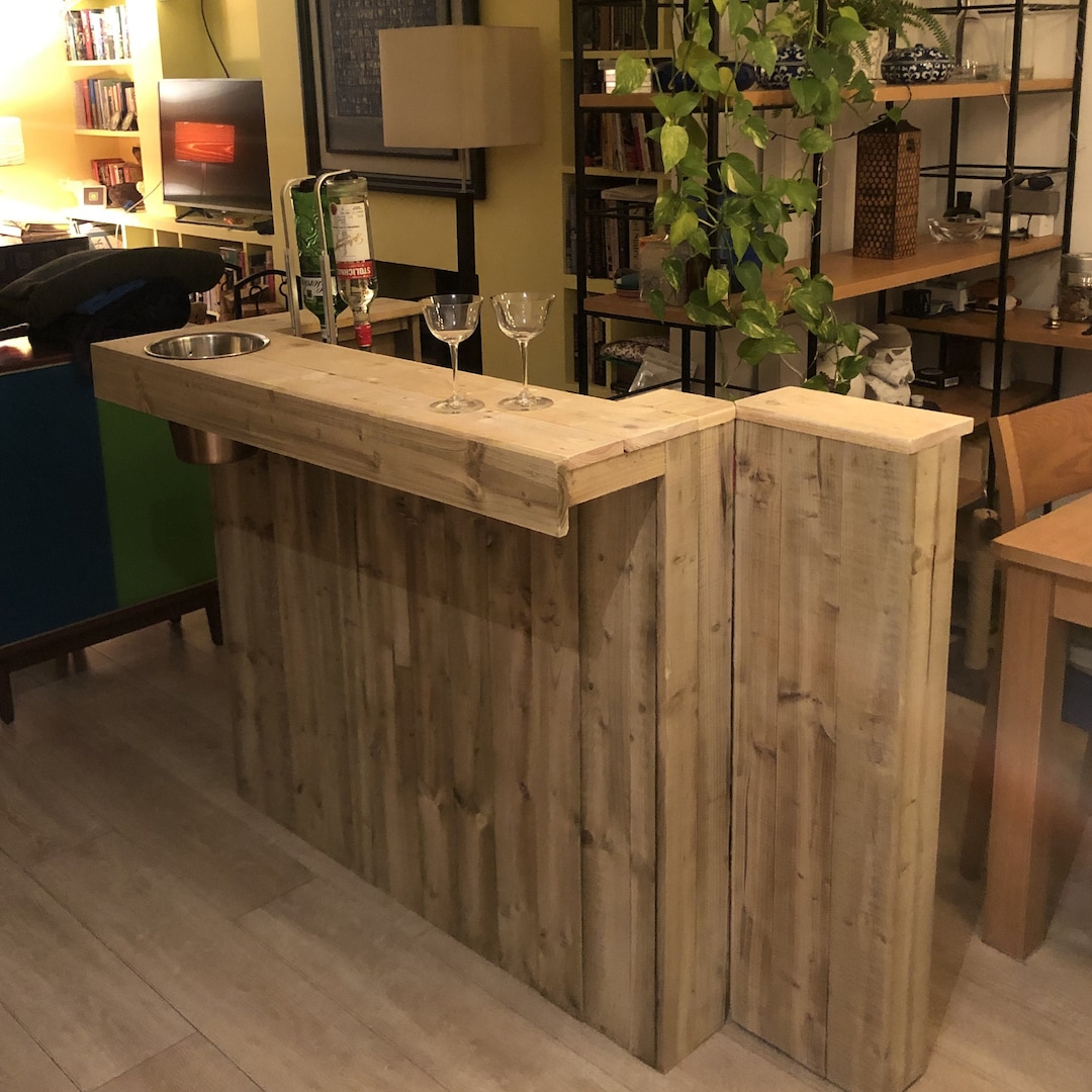 Hinged/swinging Side Rustic Wooden Bar, Open and Closes ,corner Bar ...