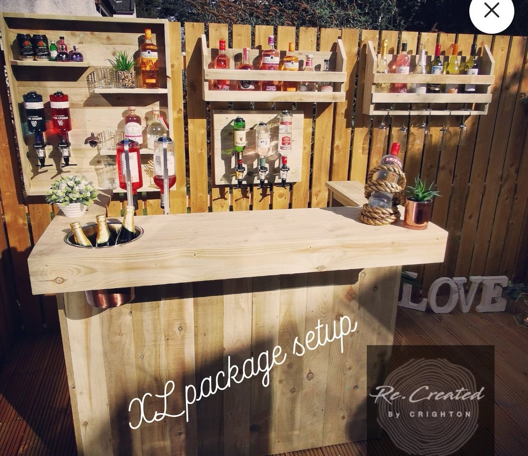 XL Garden Bar Set: Optic Plaque, Shelving, Wallbar, Drinks Server - Etsy