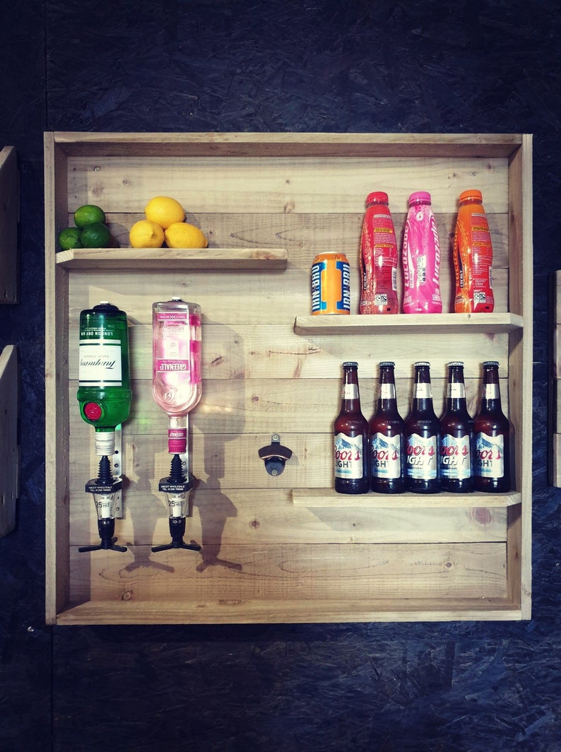 Home Bar Wall Set: Beaumont Optics, Bottle & Glass Rack - Etsy