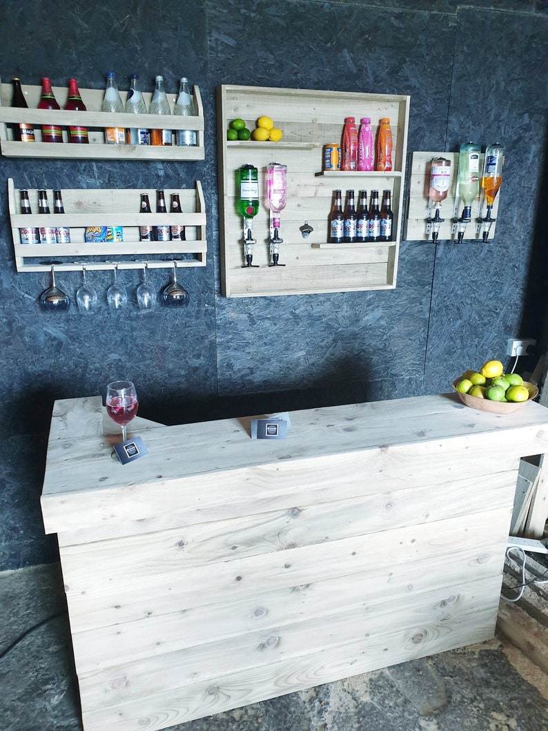 Home Bar Wall Set: Beaumont Optics, Bottle & Glass Rack - Etsy