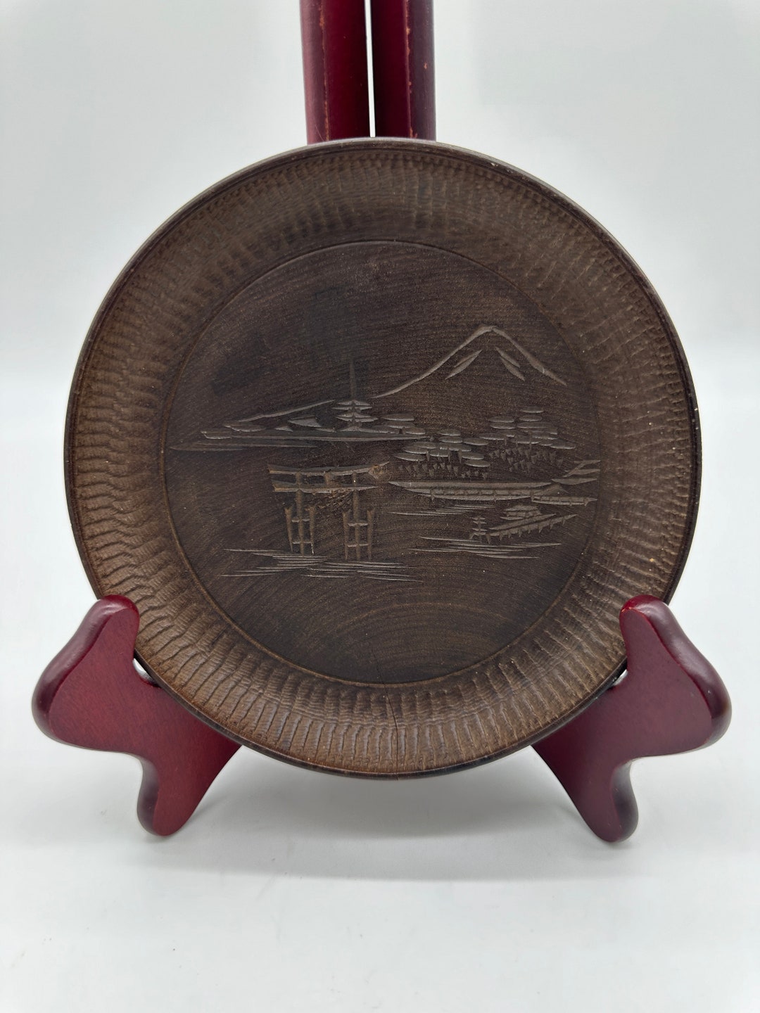 Mount Fuji Decorative Wooden Plate Wall Hang 6.5 Inch Brown - Etsy