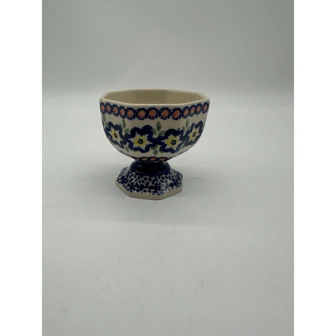 Boleslawiec Polish Ceramic Compote Dish Ice Cream Cup Footed Hand ...