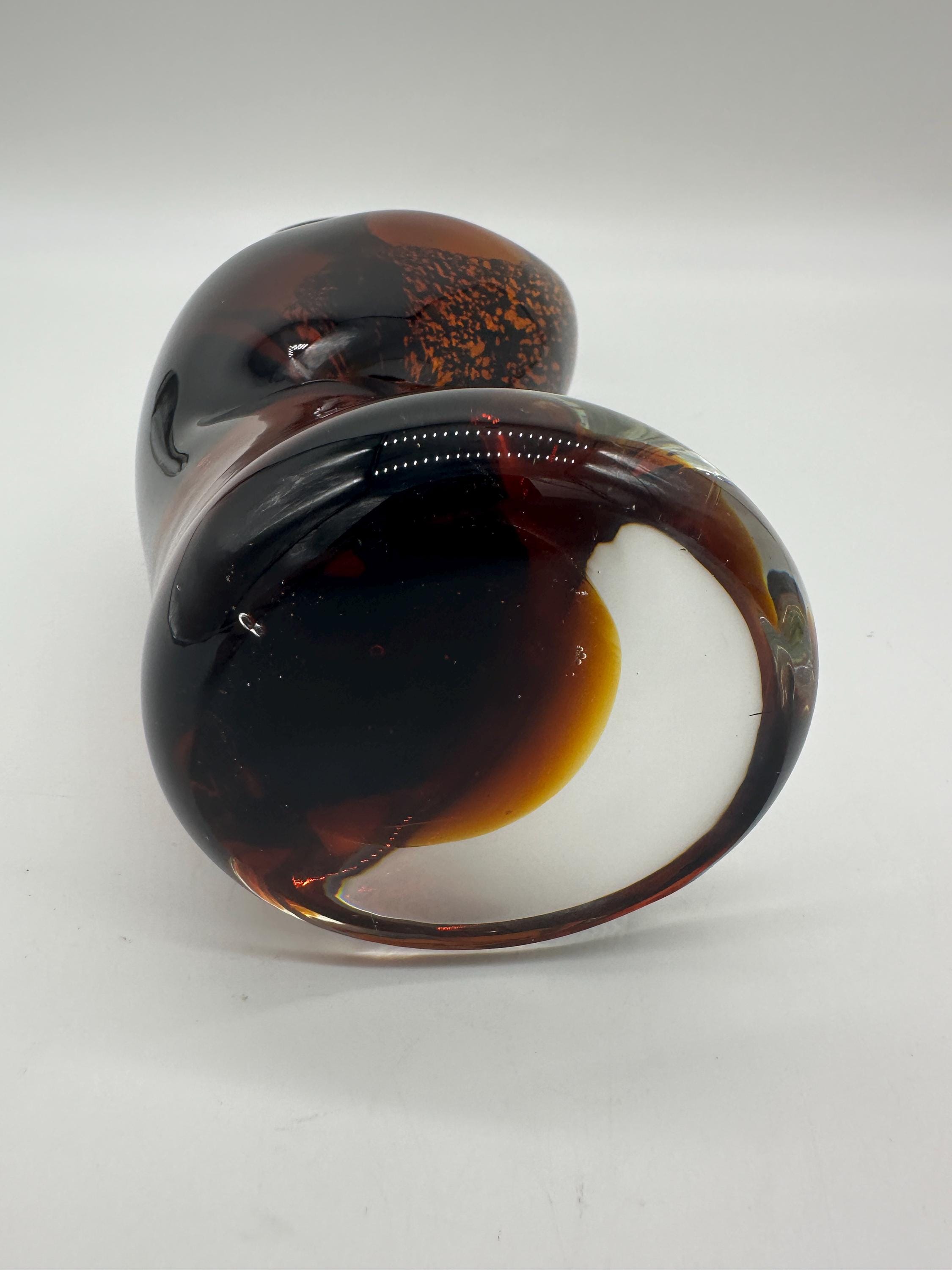 Murano Glass Water Wading Crane Bird Amber With Inner Gold Foil Speckle ...