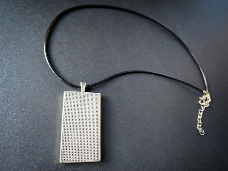 Red and Blue Mosaic Pendant, Handmade Large Rectangular Necklace, Stained Glass Jewellery, Gifts ...