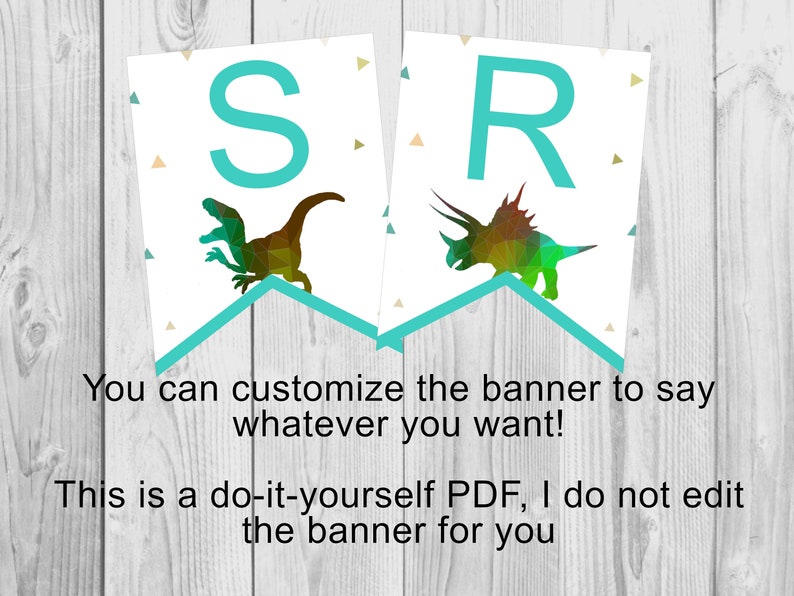 Dinosaur Banner - Custom Dinosaur Birthday Banner - Editable PDF ...