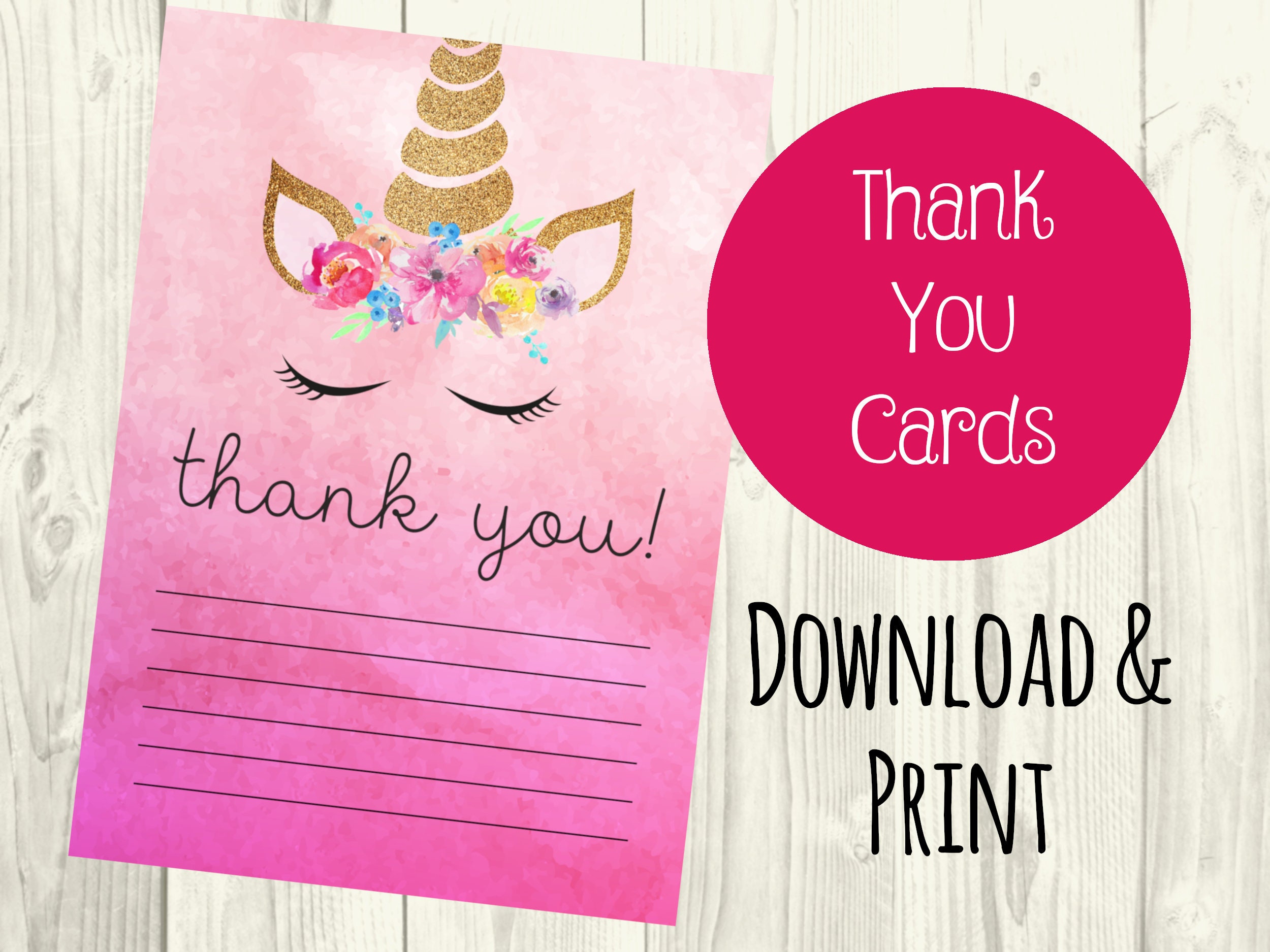 Unicorn Thank You Cards Blank Thank You Cards Birthday - Etsy