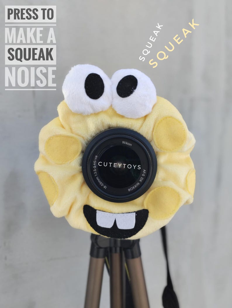 Plush Toy Cheese Monster Lens Hugger Wrap for Camera Photographer's ...