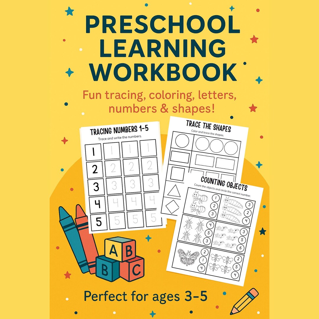 Preschool Learning Workbook Printable | Tracing Letters & Numbers ...