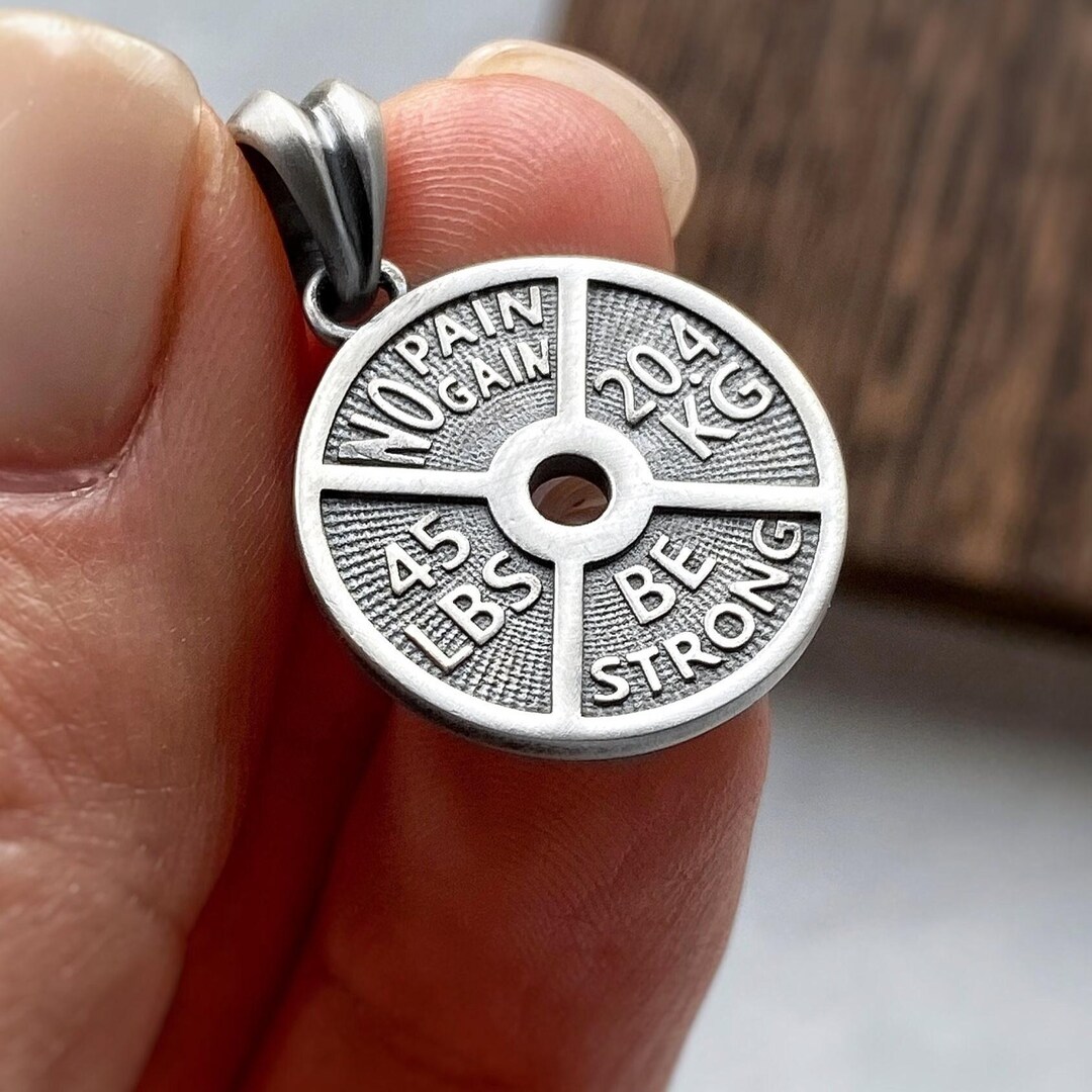 Weight Plate Pendant — Sterling Silver Gym Necklace, Motivational ...