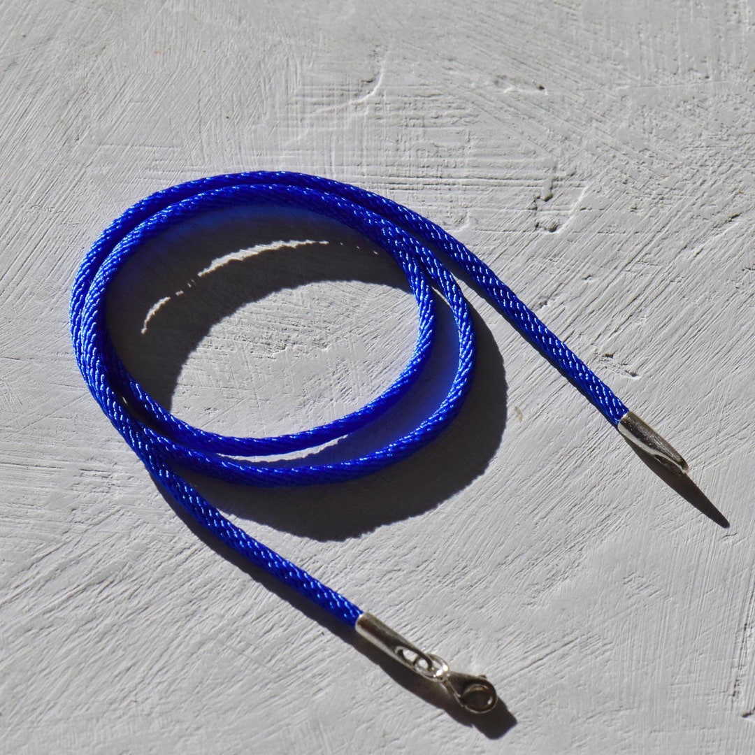 Cobalt Blue Silk Cord With 925 Silver Clasp — Bold Necklace String ...