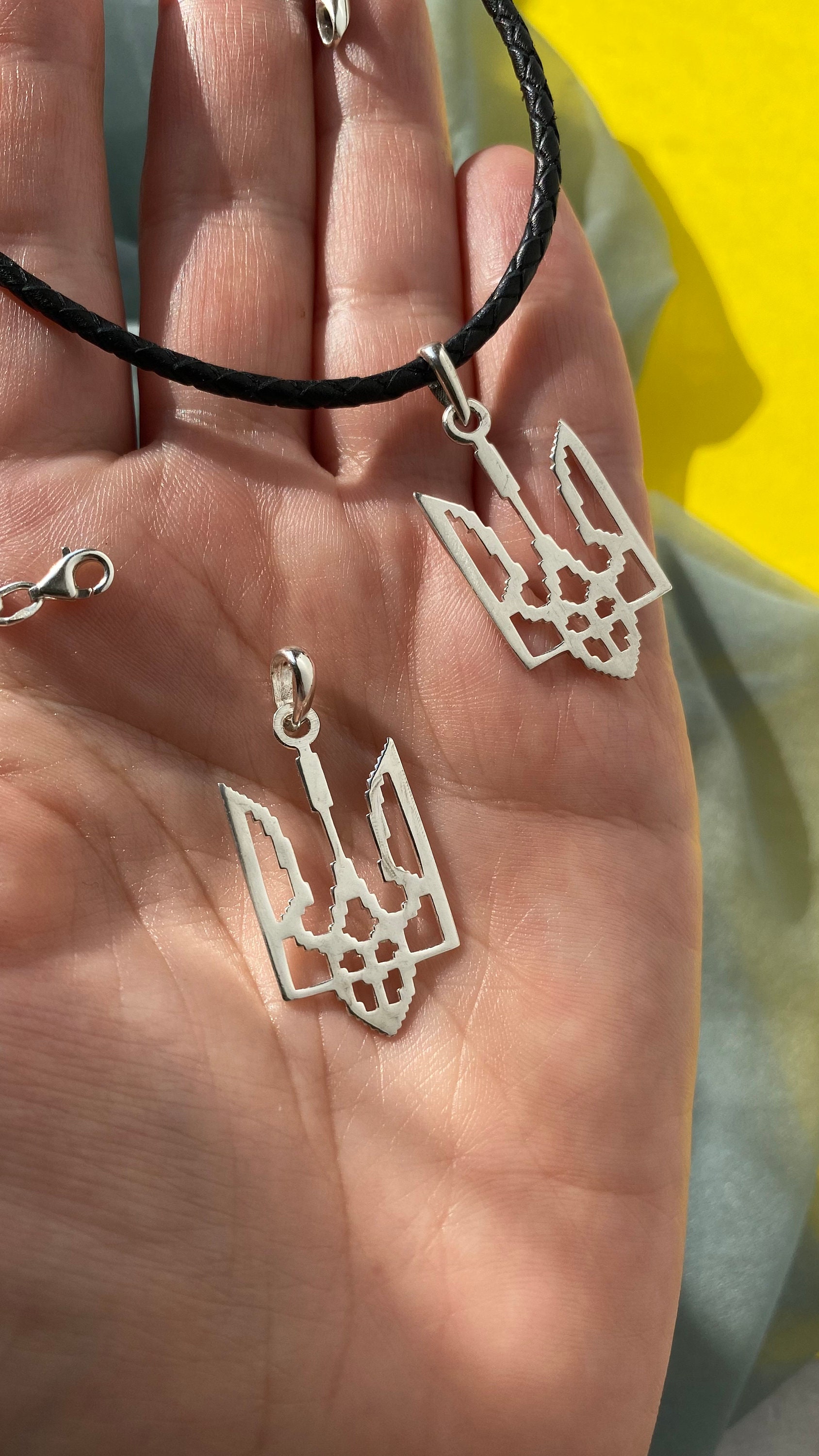 Tryzub Pendant Ukrainian Coat of Arms Sterling Silver - Etsy