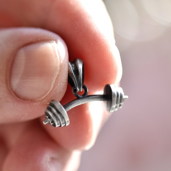 Barbell Pendant - Etsy